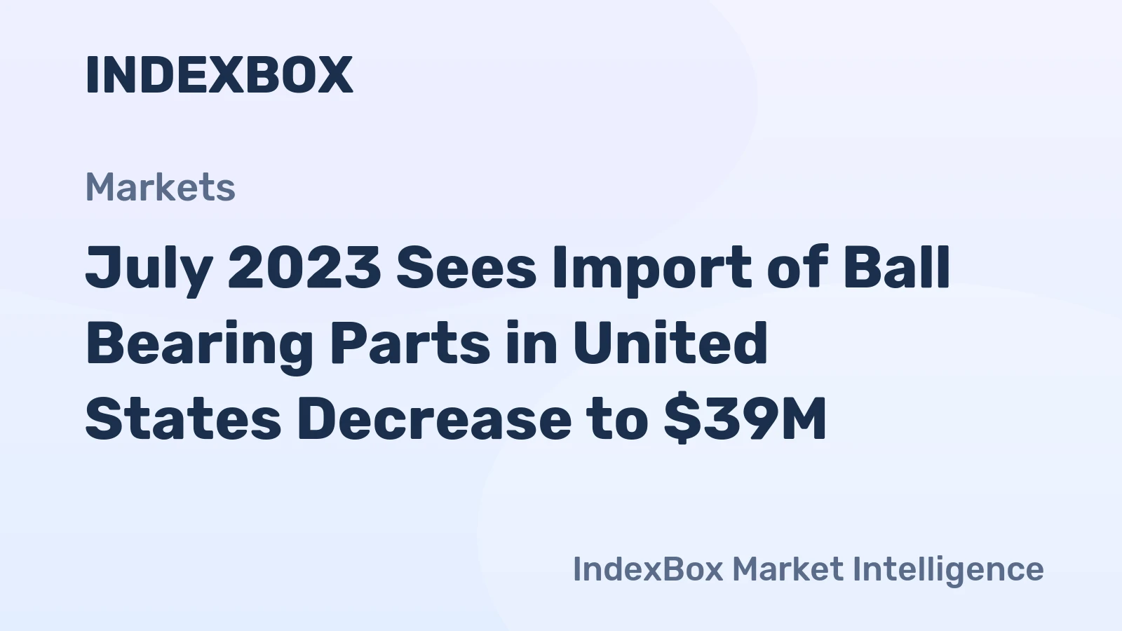July 2023 Sees Import of Ball Bearing Parts in United States Decrease to $39M