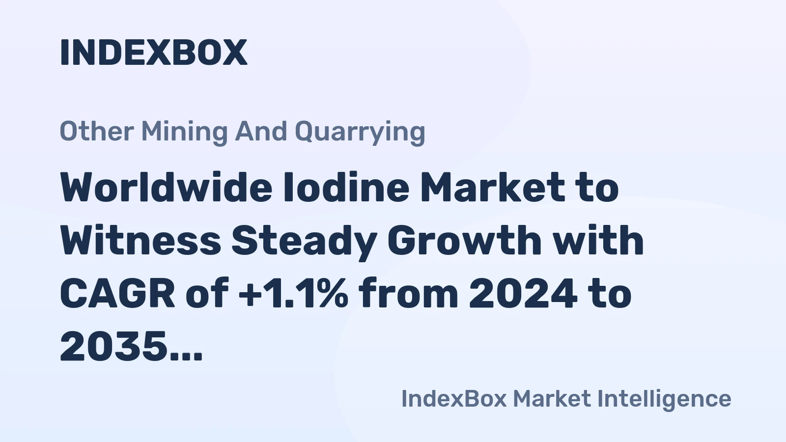Worldwide Iodine Market to Witness Steady Growth with CAGR of +1.1% from 2024 to 2035
