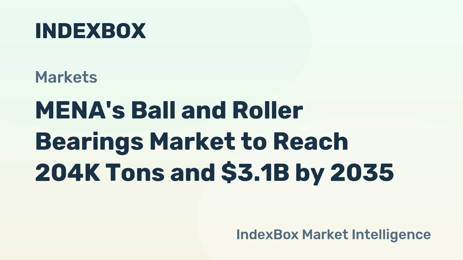 MENA's Ball and Roller Bearings Market to Reach 204K Tons and $3.1B by 2035
