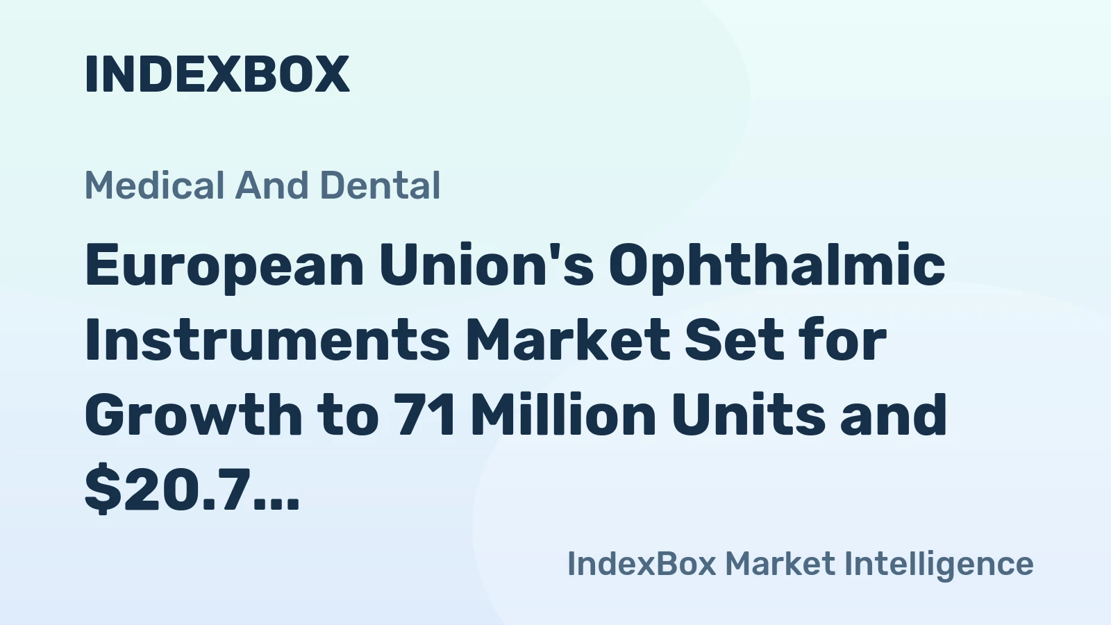 European Union's Ophthalmic Instruments Market Set for Growth to 71 Million Units and $20.7 Billion by 2035