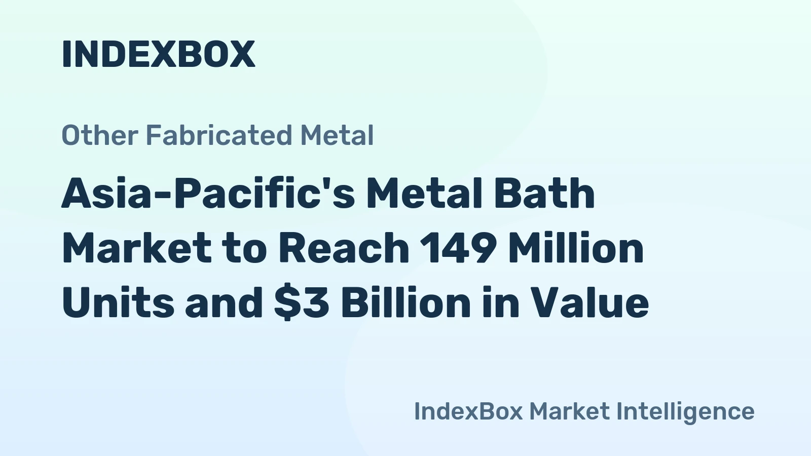 Asia-Pacific's Metal Bath Market to Reach 149 Million Units and $3 Billion in Value