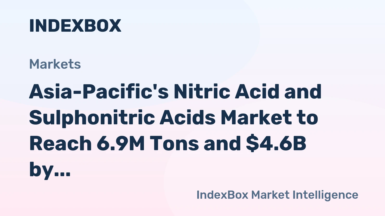 Asia-Pacific's Nitric Acid and Sulphonitric Acids Market to Reach 6.9M Tons and $4.6B by 2035
