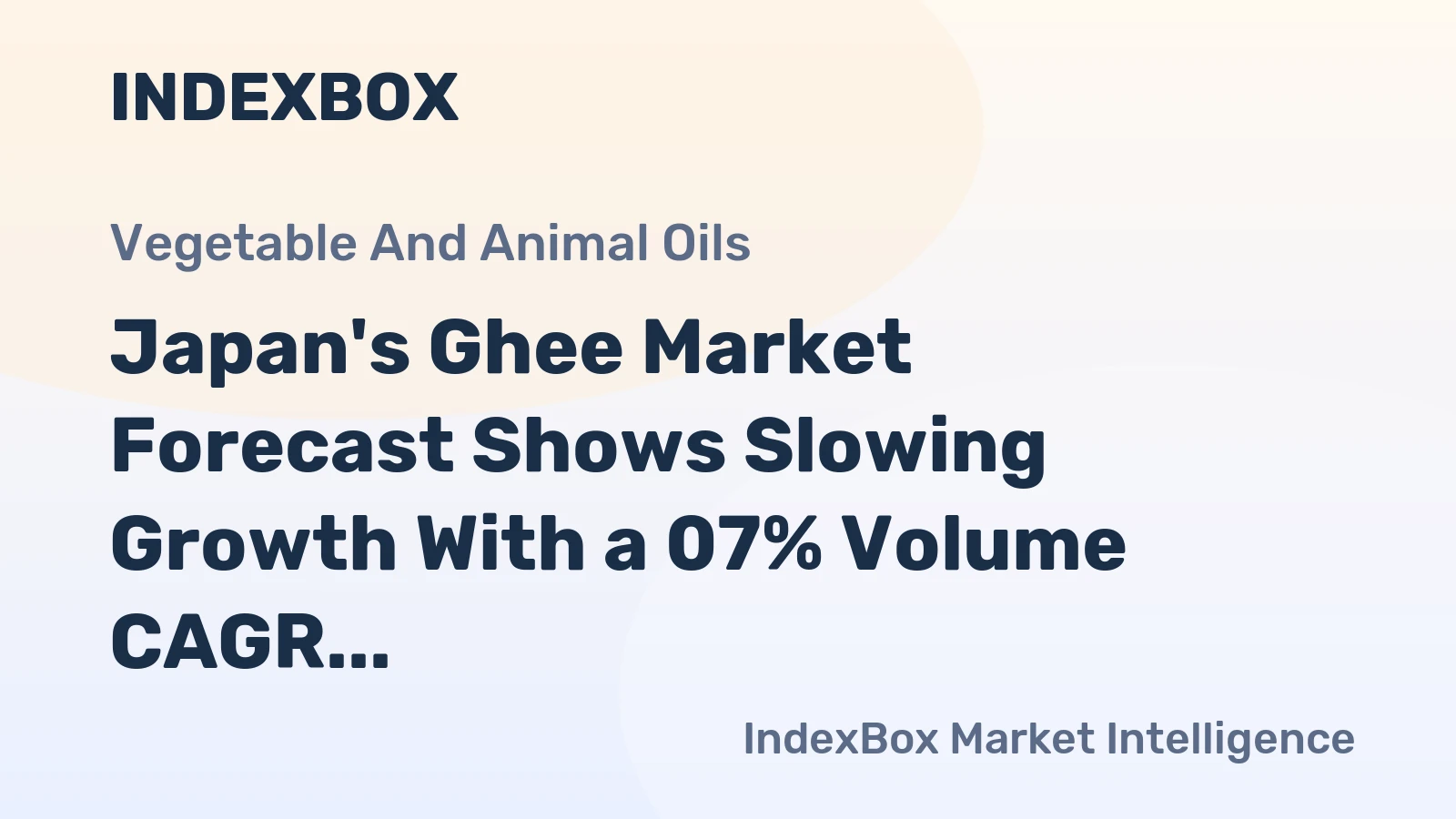 Japan's Ghee Market Forecast Shows Slowing Growth With a 07% Volume CAGR Through 2035