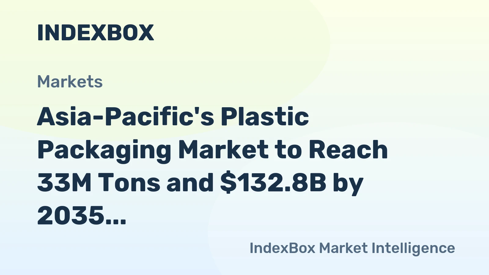 Asia-Pacific's Plastic Packaging Market to Reach 33M Tons and $132.8B by 2035