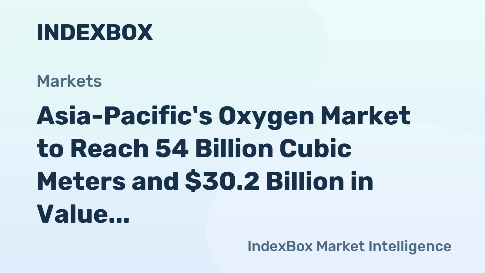 Asia-Pacific's Oxygen Market to Reach 54 Billion Cubic Meters and $30.2 Billion in Value by 2035