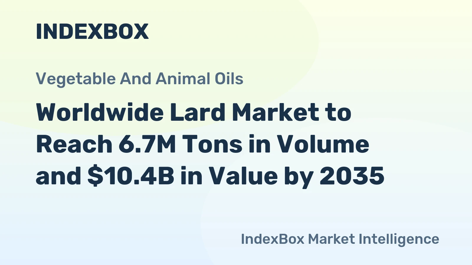 Worldwide Lard Market to Reach 6.7M Tons in Volume and $10.4B in Value by 2035