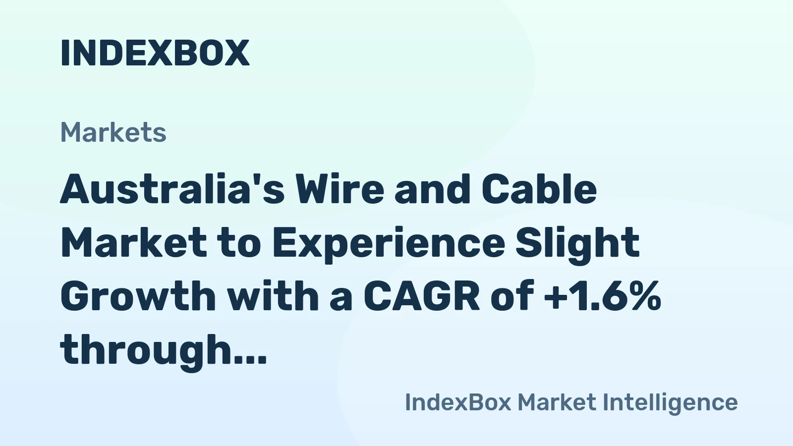 Australia's Wire and Cable Market to Experience Slight Growth with a CAGR of +1.6% through 2035