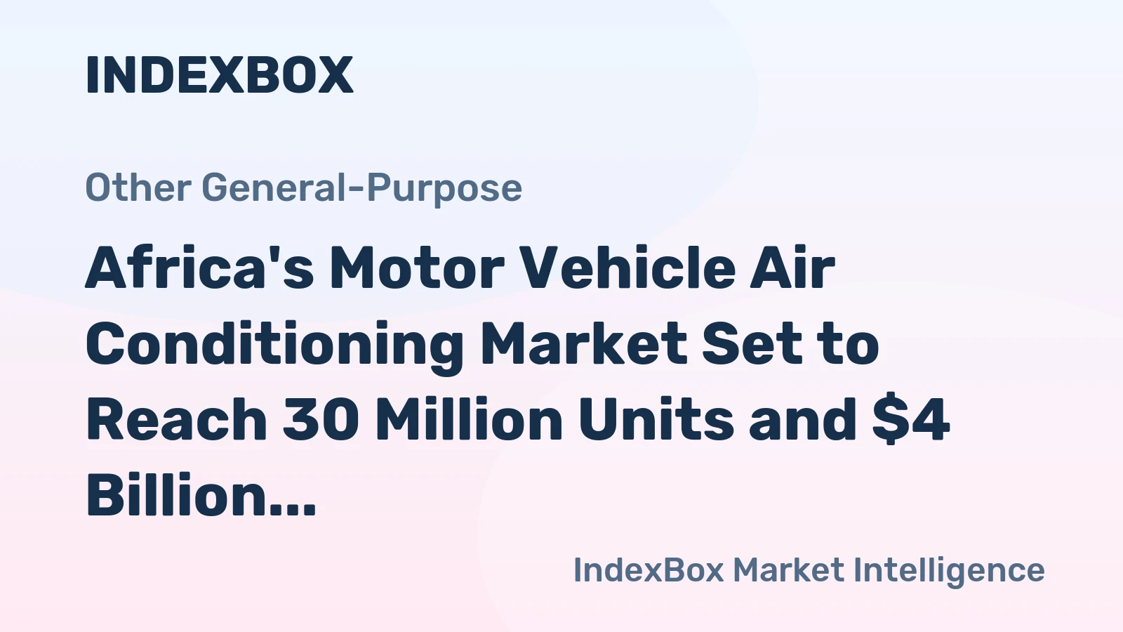 Africa's Motor Vehicle Air Conditioning Market Set to Reach 30 Million Units and $4 Billion in Value