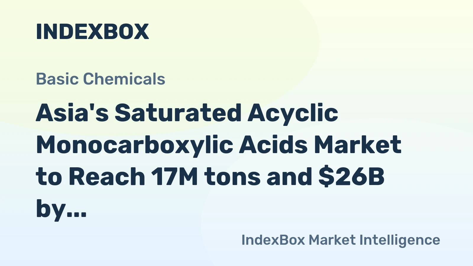 Asia's Saturated Acyclic Monocarboxylic Acids Market to Reach 17M tons and $26B by 2035, Forecasted to Grow at +1.0% and +1.6% CAGR, Respectively