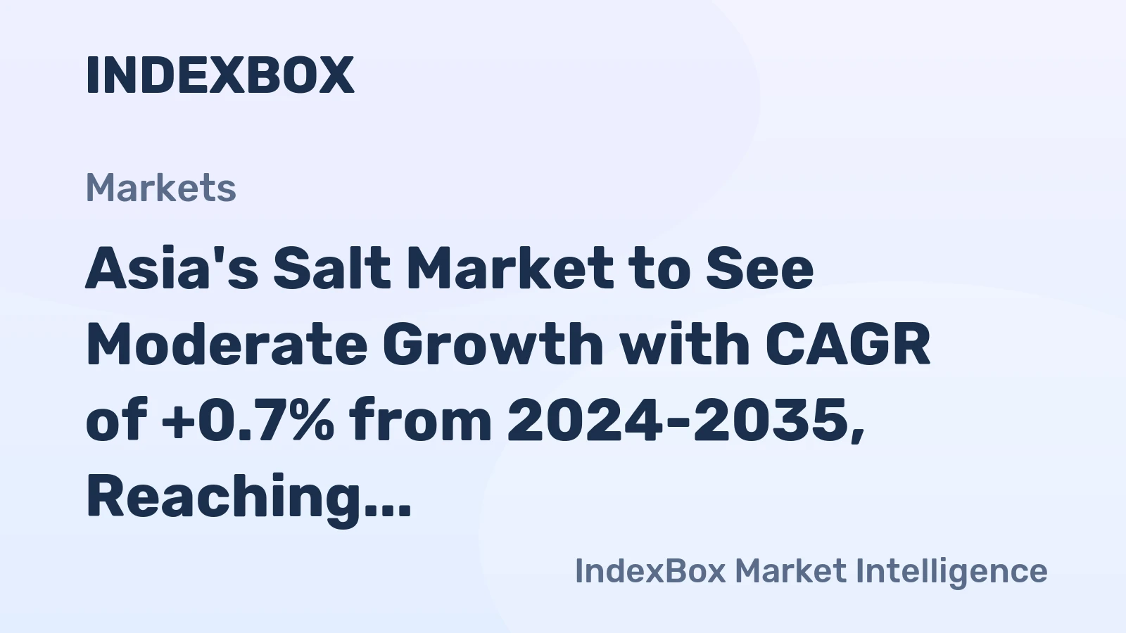 Asia's Salt Market to See Moderate Growth with CAGR of +0.7% from 2024-2035, Reaching 124M tons