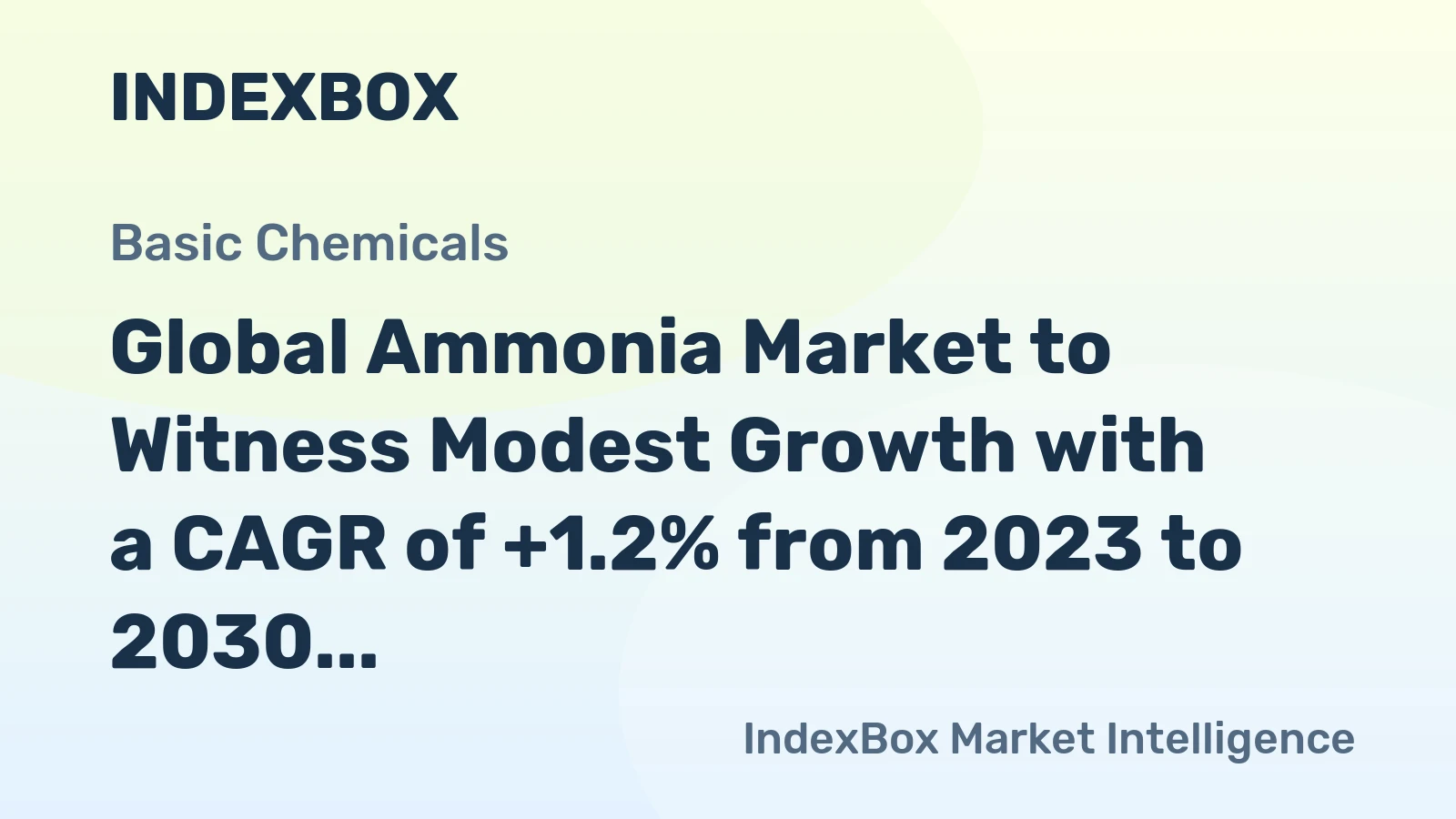 Global Ammonia Market to Witness Modest Growth with a CAGR of +1.2% from 2023 to 2030, Reaching 192M Tons