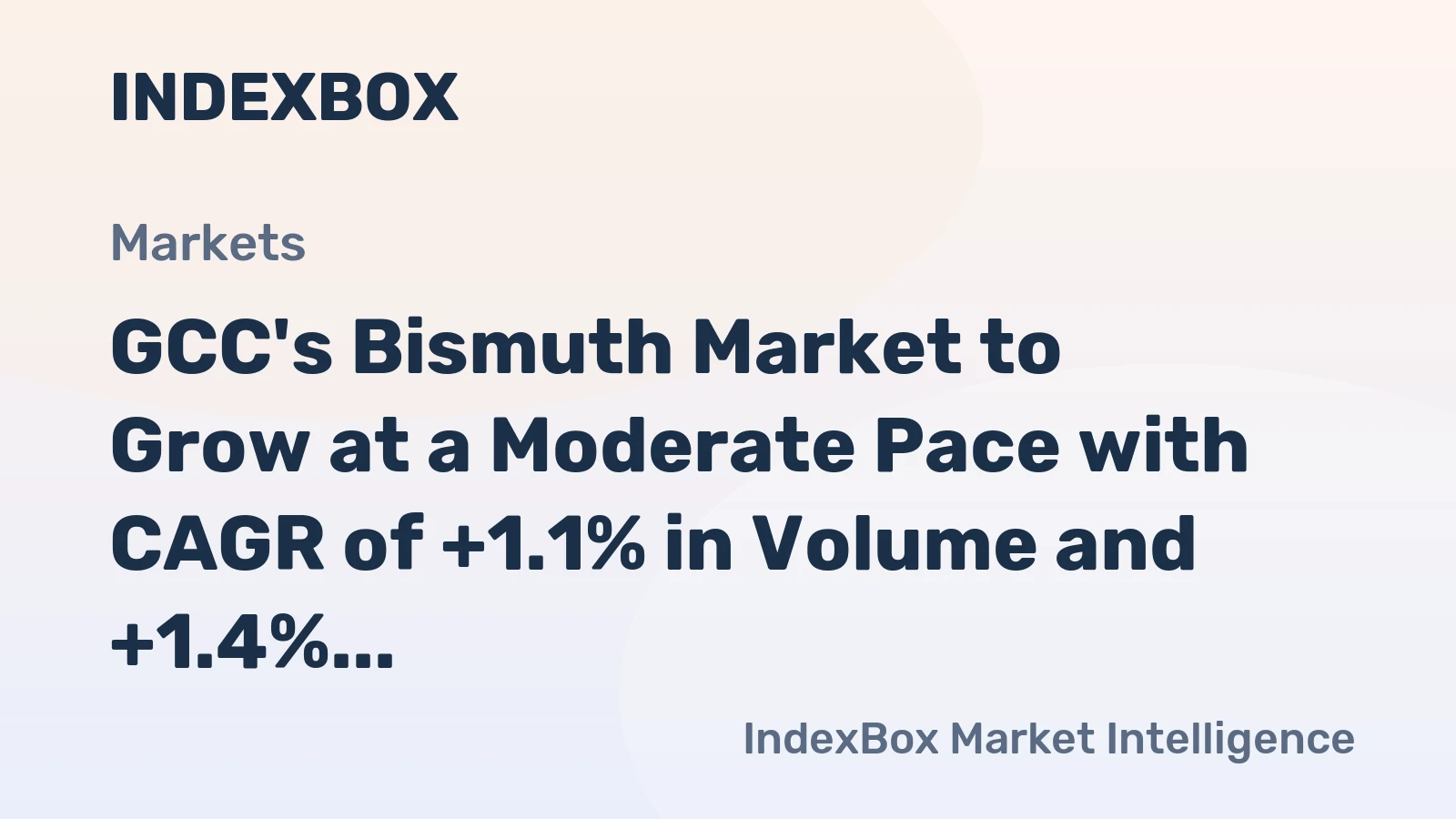 GCC's Bismuth Market to Grow at a Moderate Pace with CAGR of +1.1% in Volume and +1.4% in Value from 2024-2035