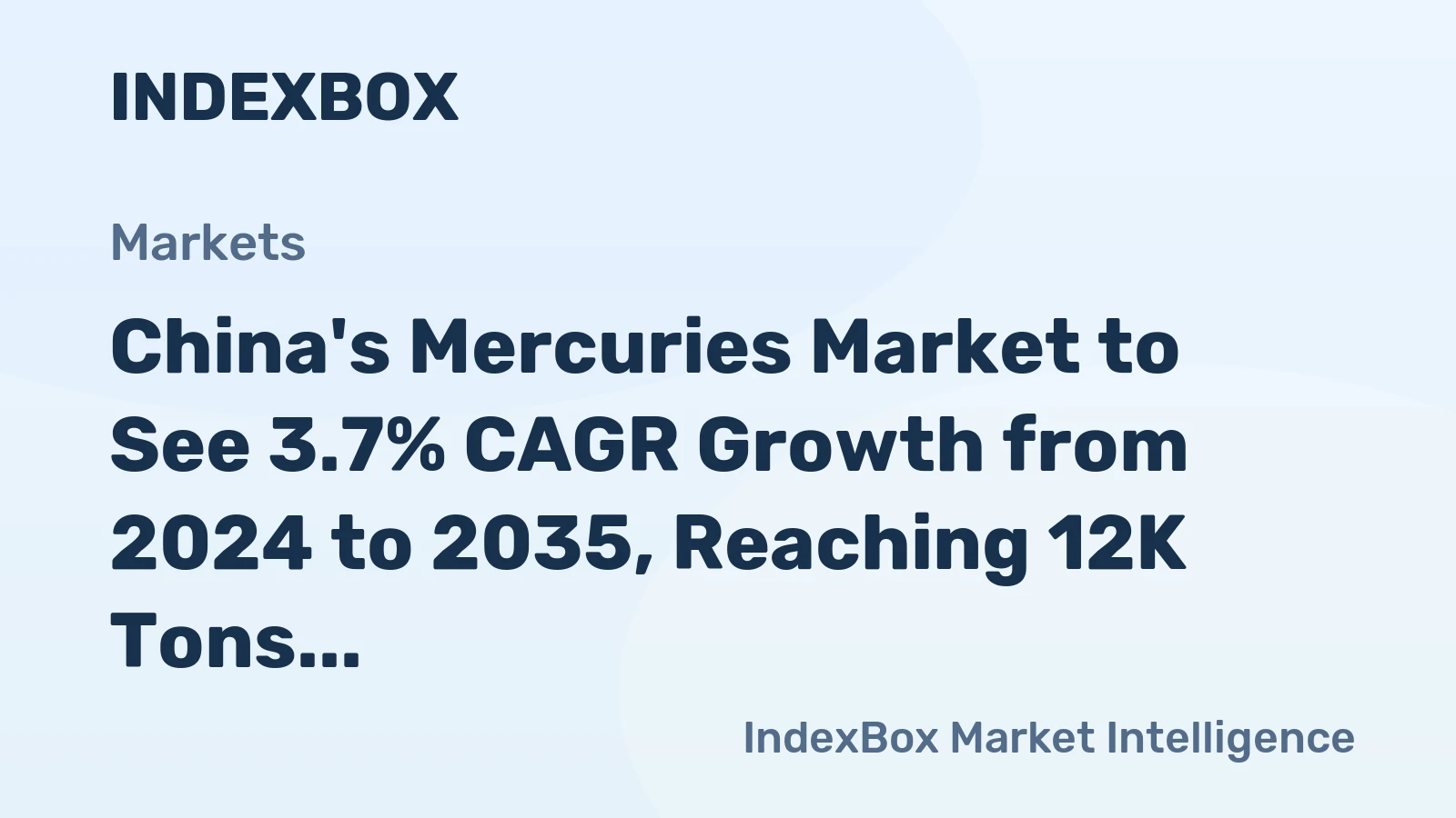 China's Mercuries Market to See 3.7% CAGR Growth from 2024 to 2035, Reaching 12K Tons