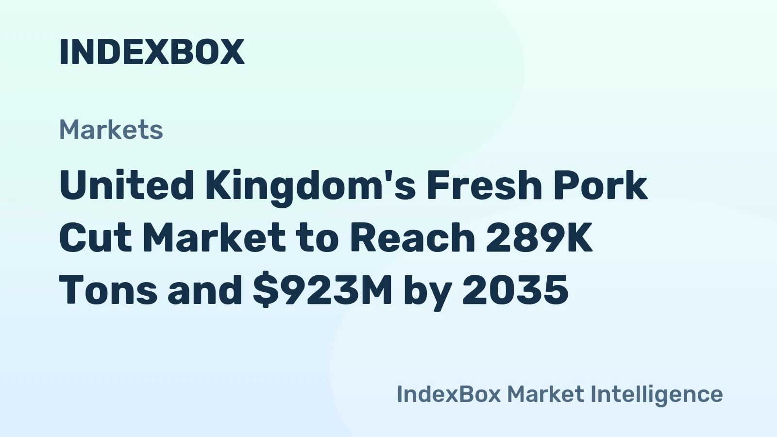 United Kingdom's Fresh Pork Cut Market to Reach 289K Tons and $923M by 2035