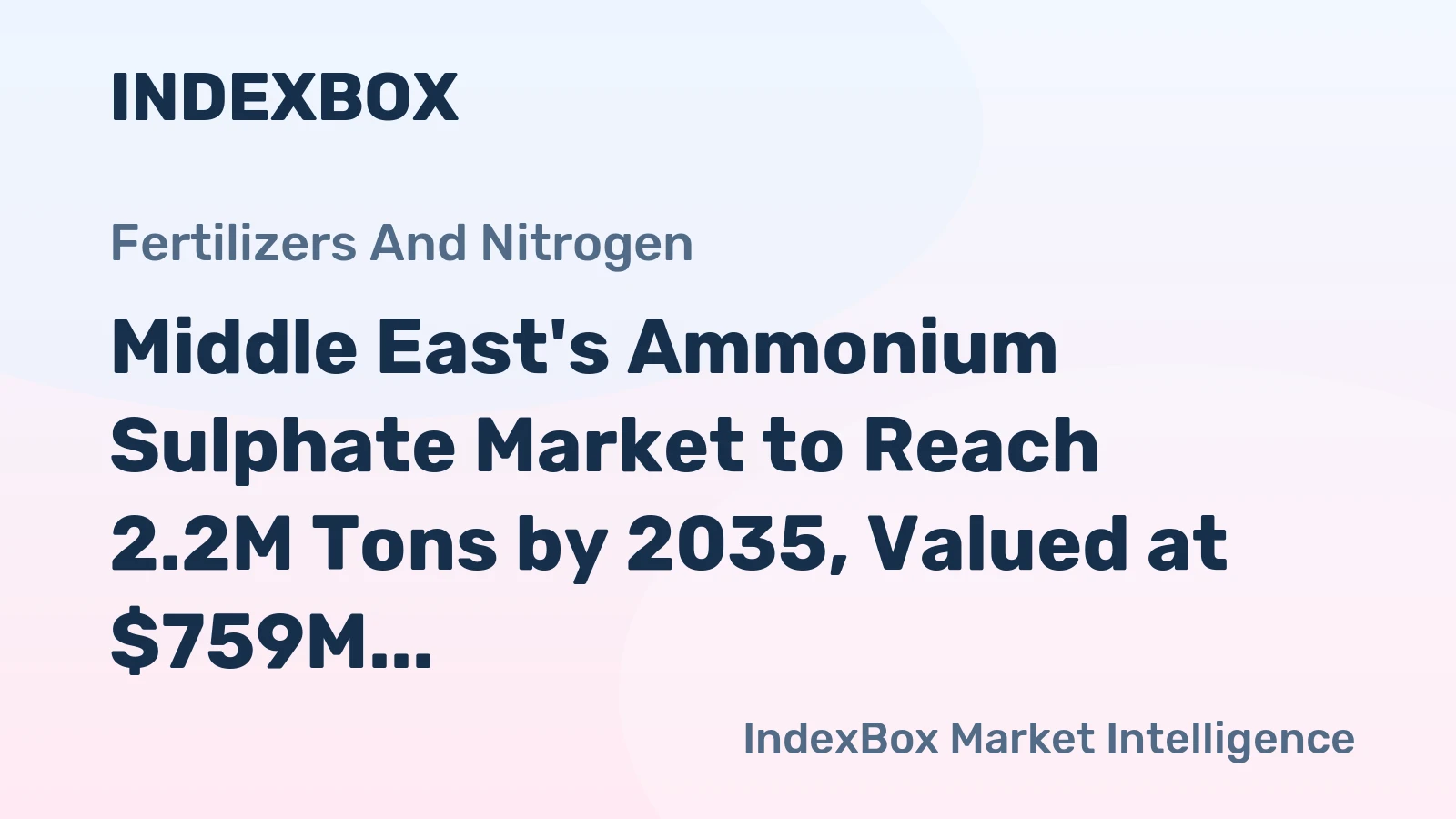 Middle East's Ammonium Sulphate Market to Reach 2.2M Tons by 2035, Valued at $759M