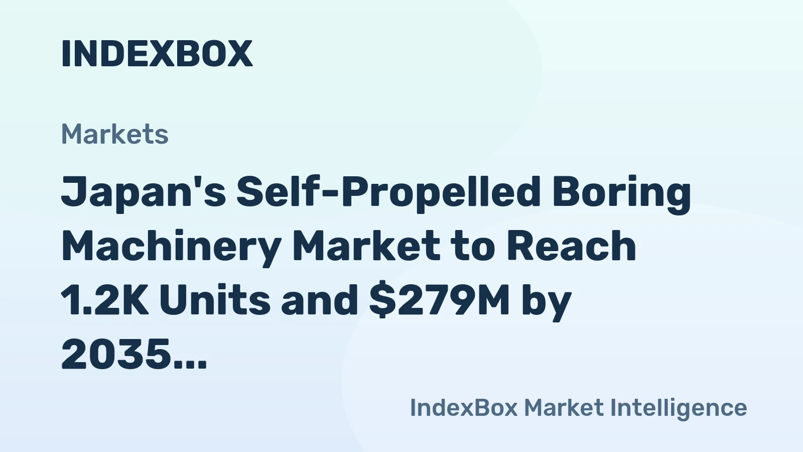 Japan's Self-Propelled Boring Machinery Market to Reach 1.2K Units and $279M by 2035