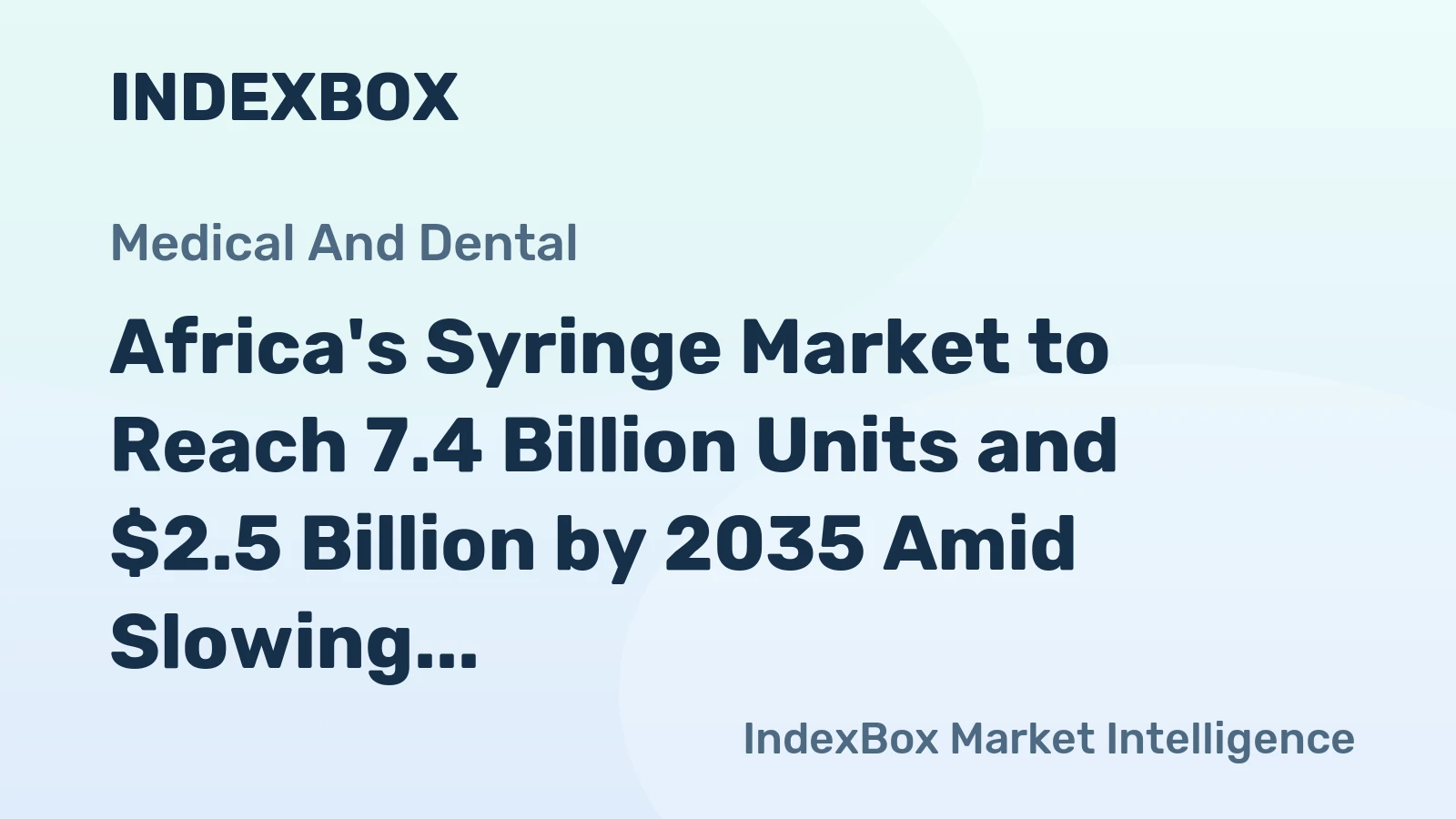 Africa's Syringe Market to Reach 7.4 Billion Units and $2.5 Billion by 2035 Amid Slowing Growth