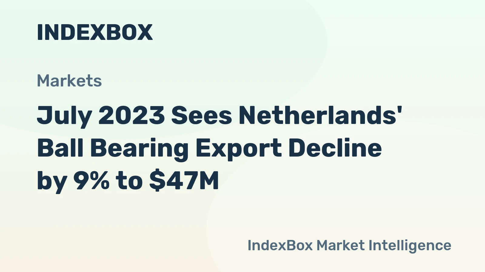 July 2023 Sees Netherlands' Ball Bearing Export Decline by 9% to $47M