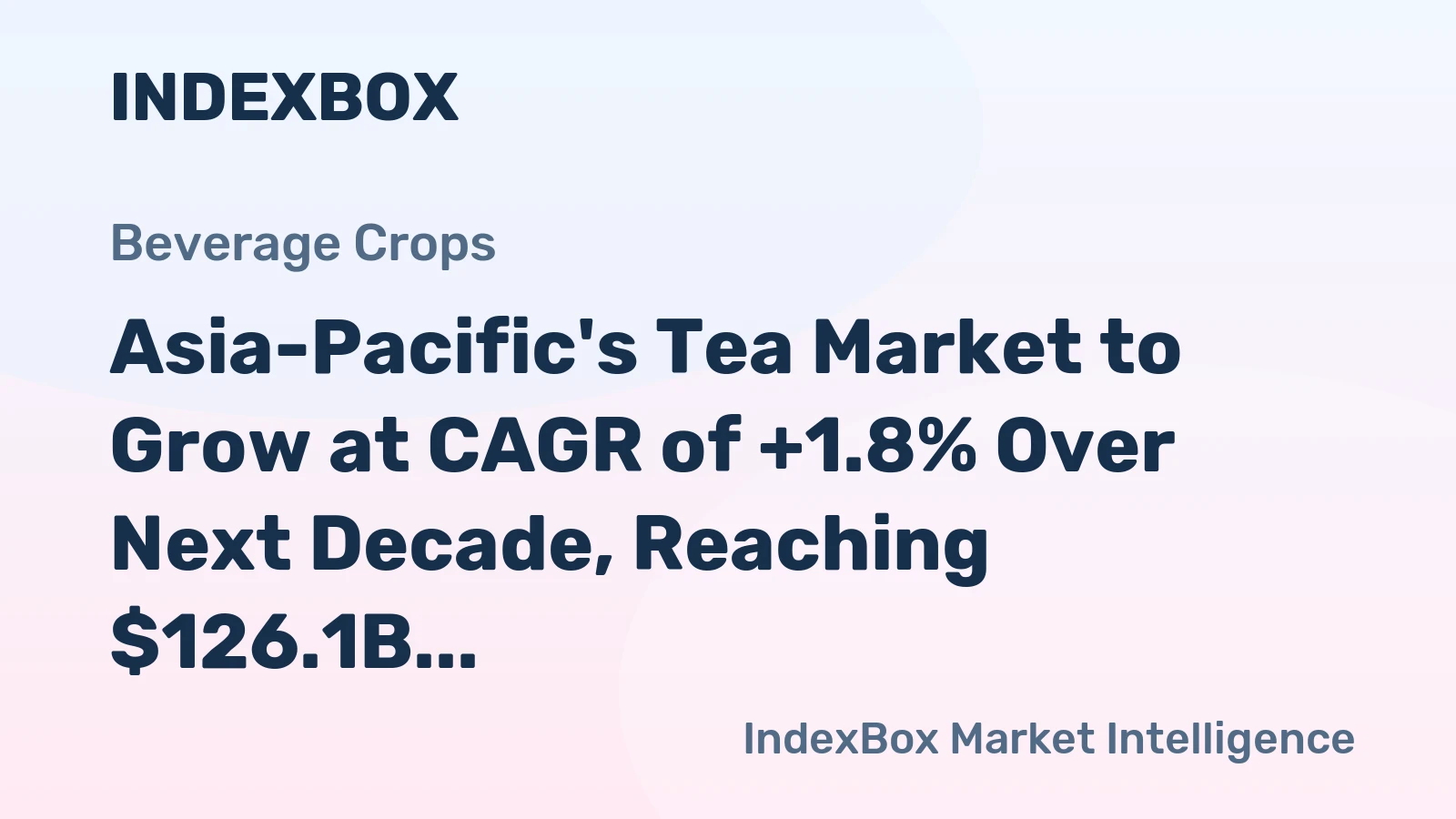 Asia-Pacific's Tea Market to Grow at CAGR of +1.8% Over Next Decade, Reaching $126.1B by 2035