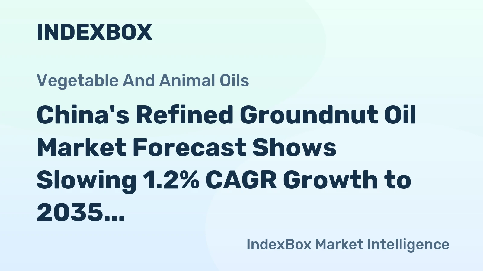 China's Refined Groundnut Oil Market Forecast Shows Slowing 1.2% CAGR Growth to 2035