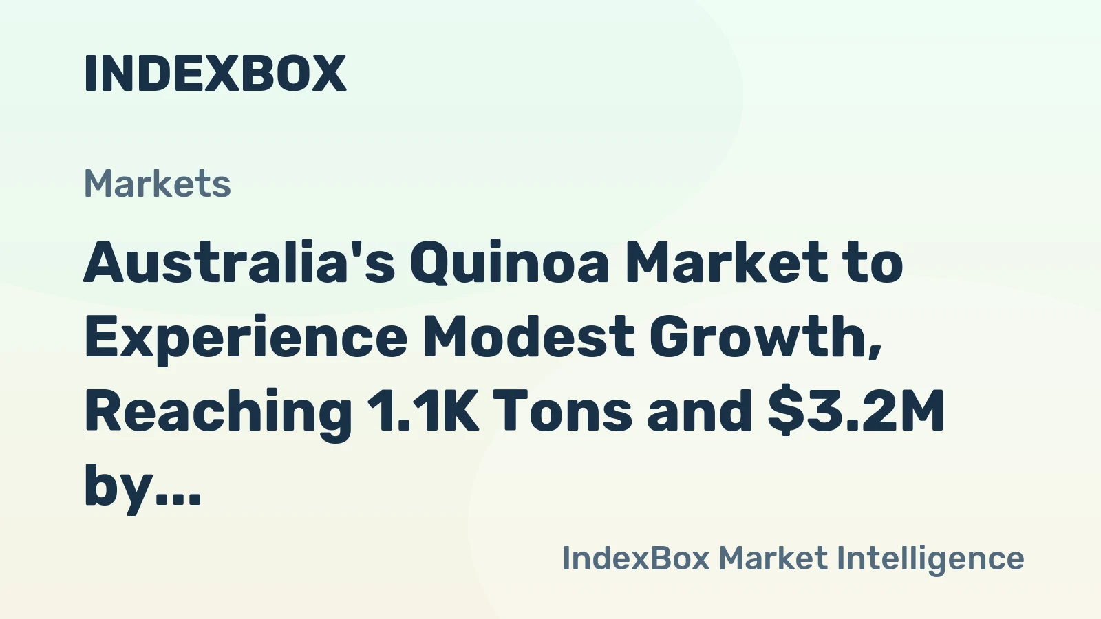 Australia's Quinoa Market to Experience Modest Growth, Reaching 1.1K Tons and $3.2M by 2035