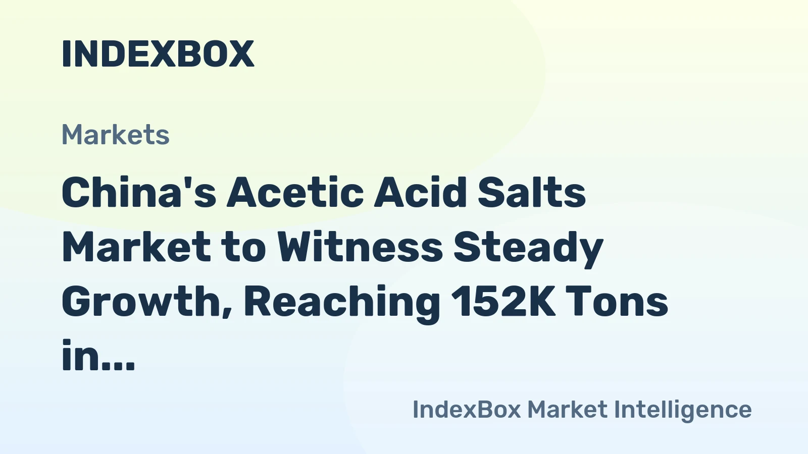 China's Acetic Acid Salts Market to Witness Steady Growth, Reaching 152K Tons in Volume and $226M in Value by 2035