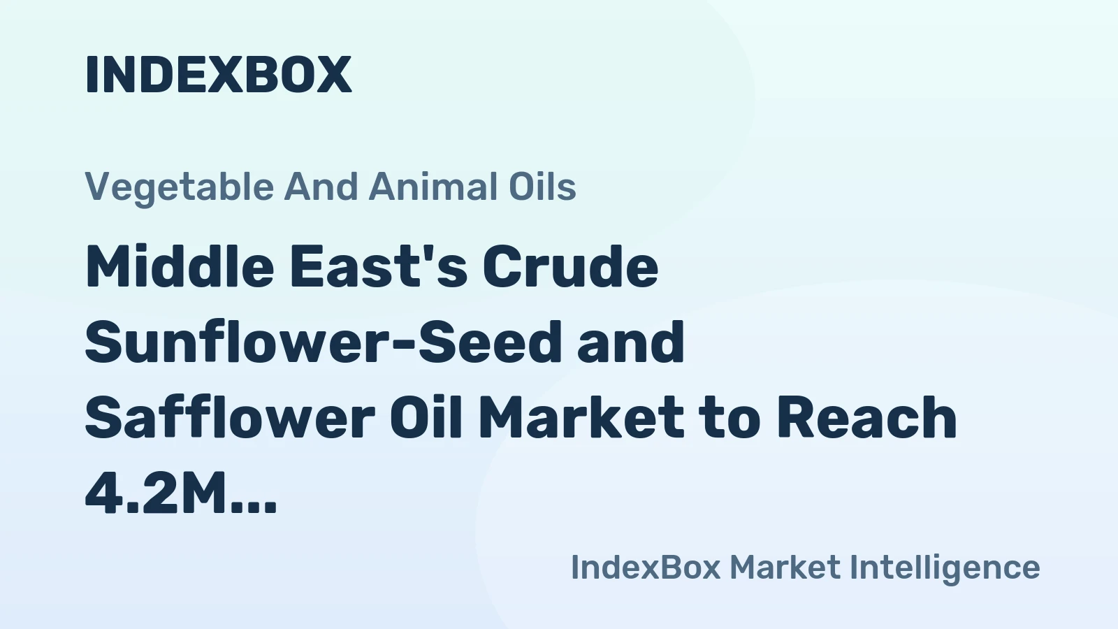 Middle East's Crude Sunflower-Seed and Safflower Oil Market to Reach 4.2M Tons in Volume and $6.6B in Value by 2035