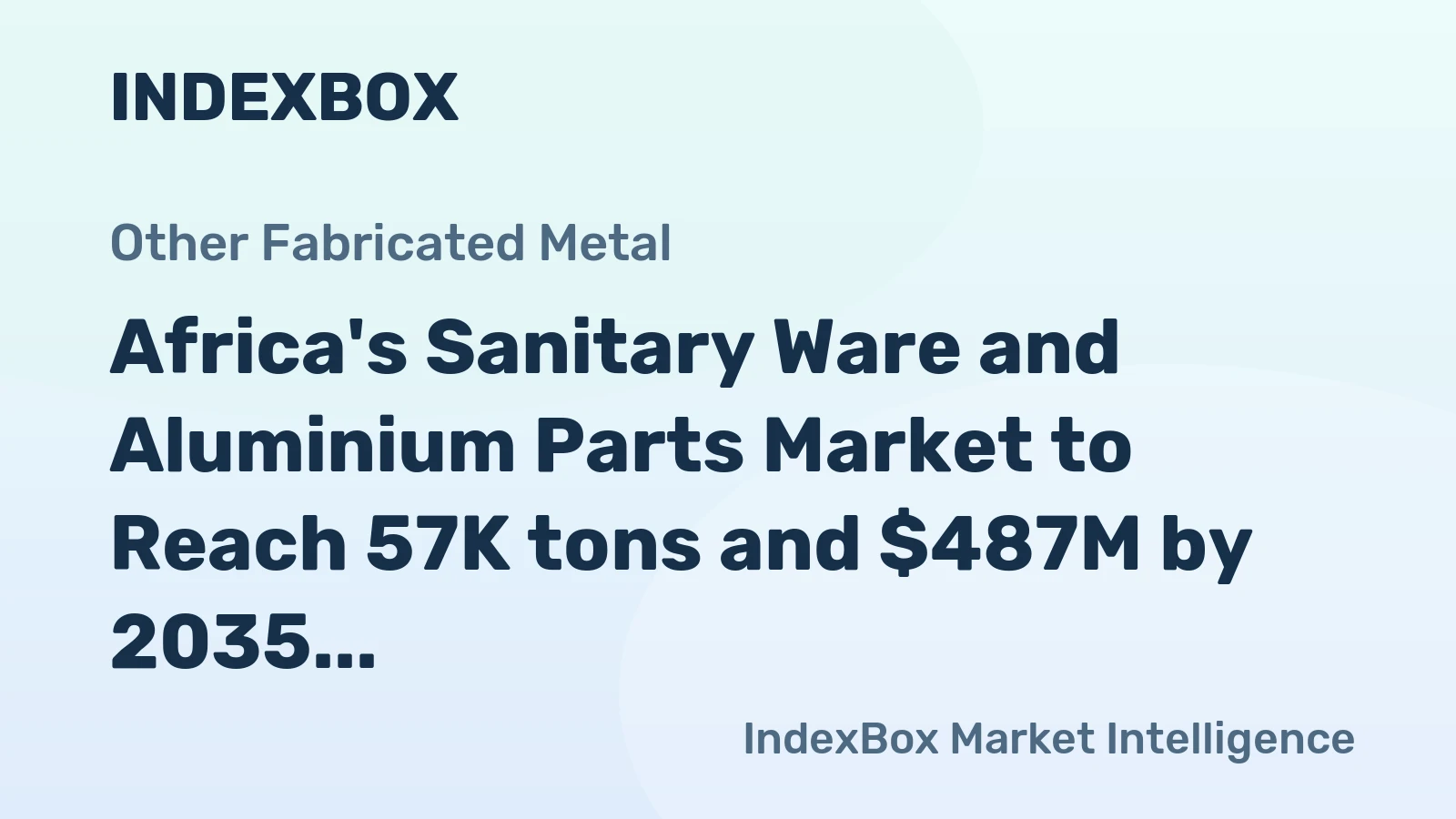Africa's Sanitary Ware and Aluminium Parts Market to Reach 57K tons and $487M by 2035
