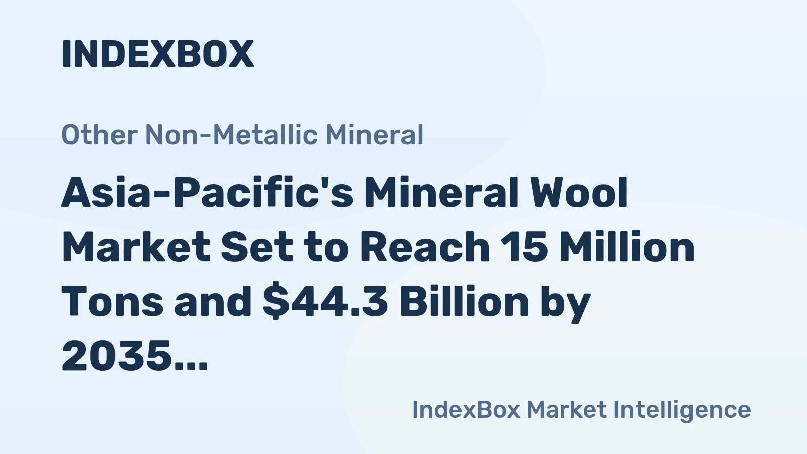 Asia-Pacific's Mineral Wool Market Set to Reach 15 Million Tons and $44.3 Billion by 2035