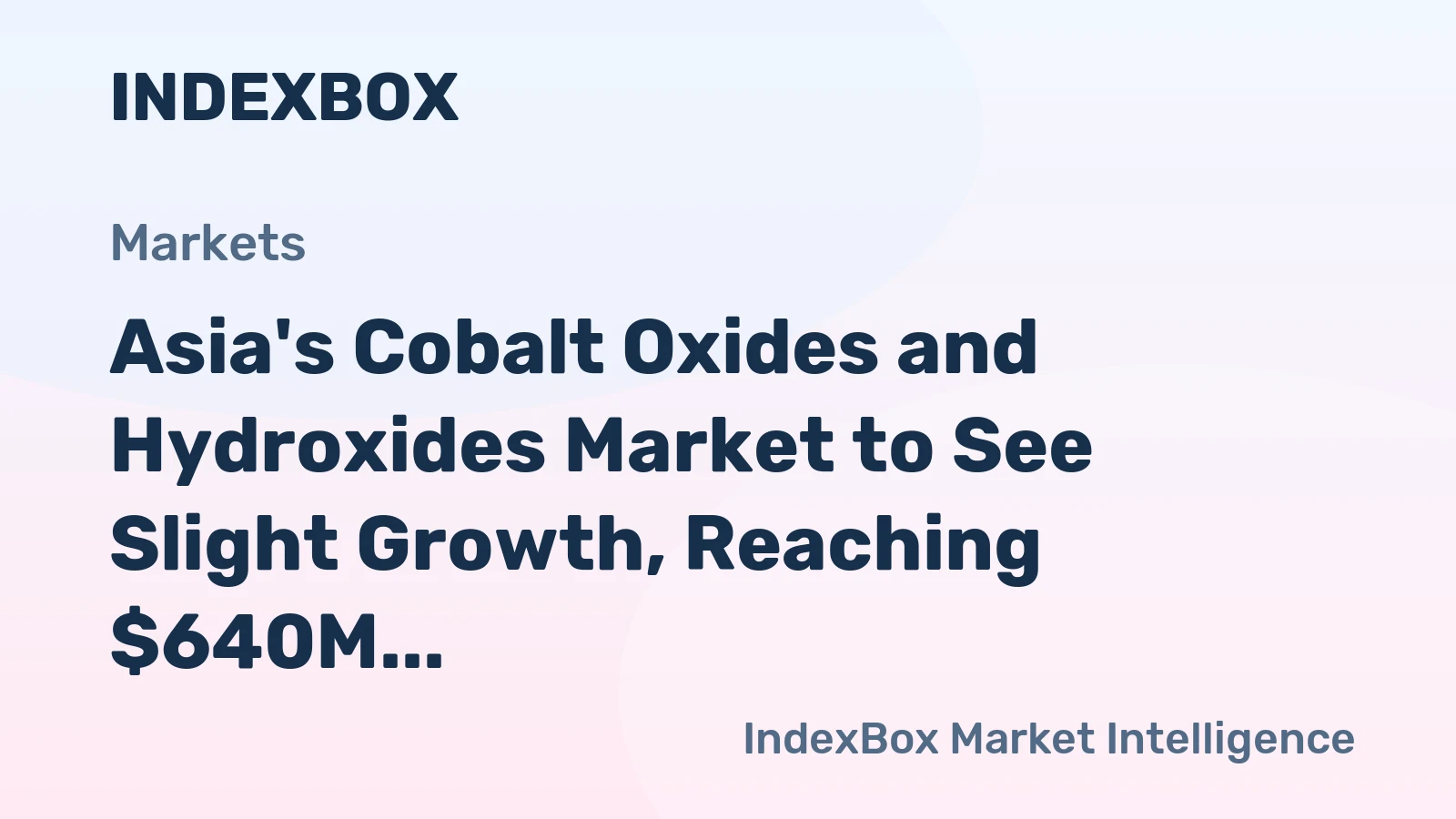 Asia's Cobalt Oxides and Hydroxides Market to See Slight Growth, Reaching $640M by 2035