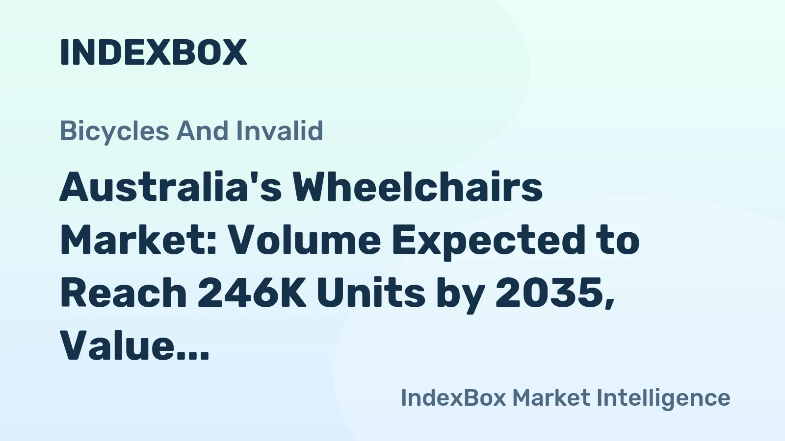 Australia's Wheelchairs Market: Volume Expected to Reach 246K Units by 2035, Value to Hit $133M