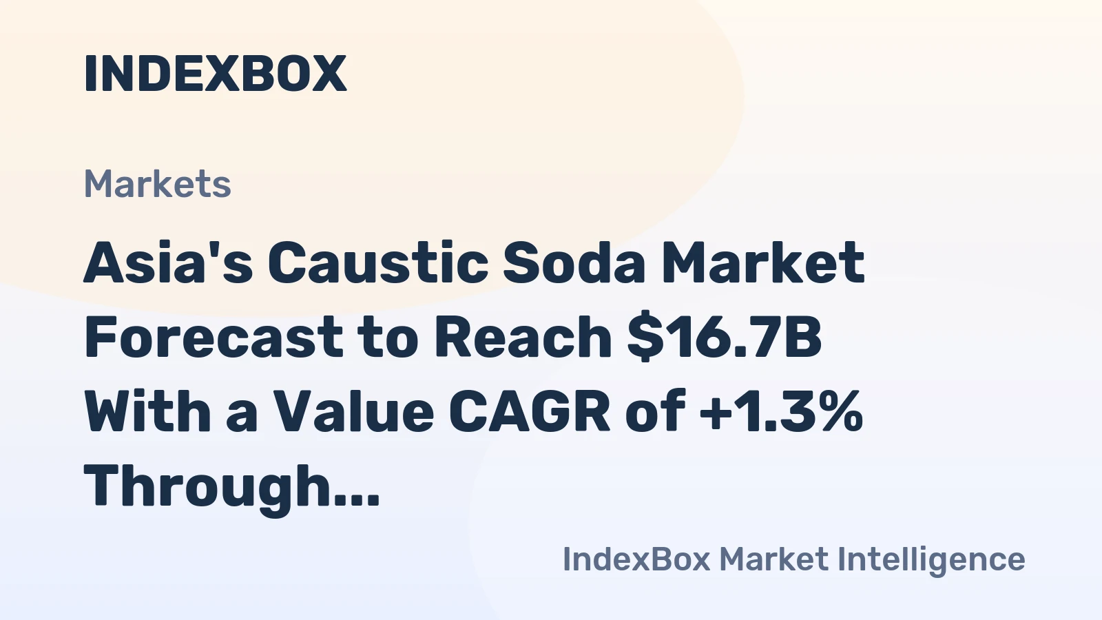 Asia's Caustic Soda Market Forecast to Reach $16.7B With a Value CAGR of +1.3% Through 2035
