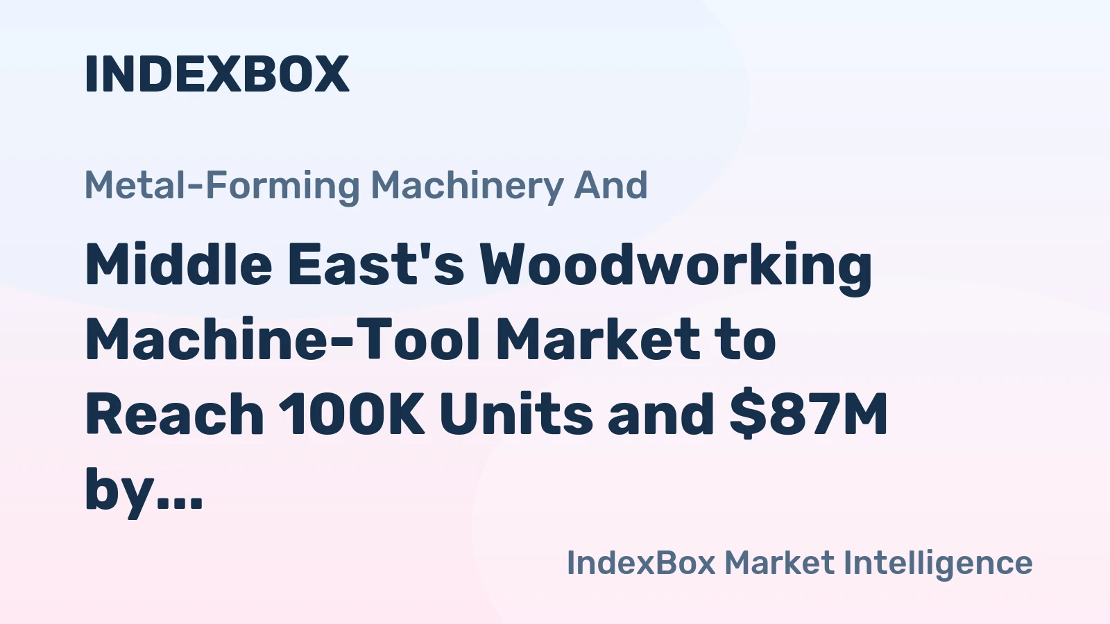 Middle East's Woodworking Machine-Tool Market to Reach 100K Units and $87M by 2035