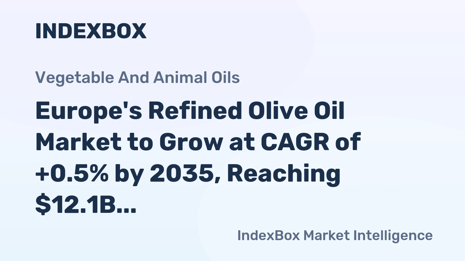 Europe's Refined Olive Oil Market to Grow at CAGR of +0.5% by 2035, Reaching $12.1B in Value