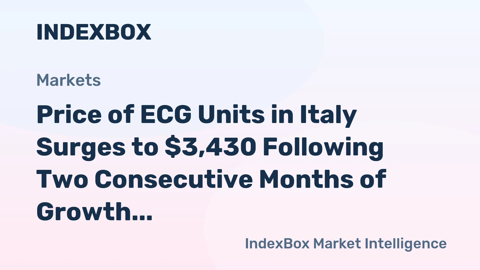 Price of ECG Units in Italy Surges to $3,430 Following Two Consecutive Months of Growth