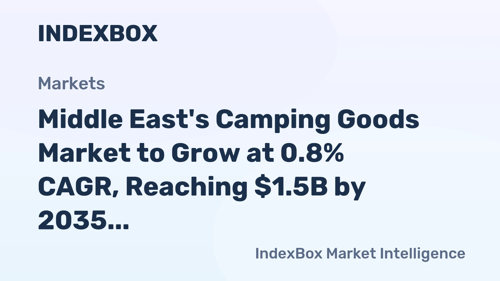 Middle East's Camping Goods Market to Grow at 0.8% CAGR, Reaching $1.5B by 2035