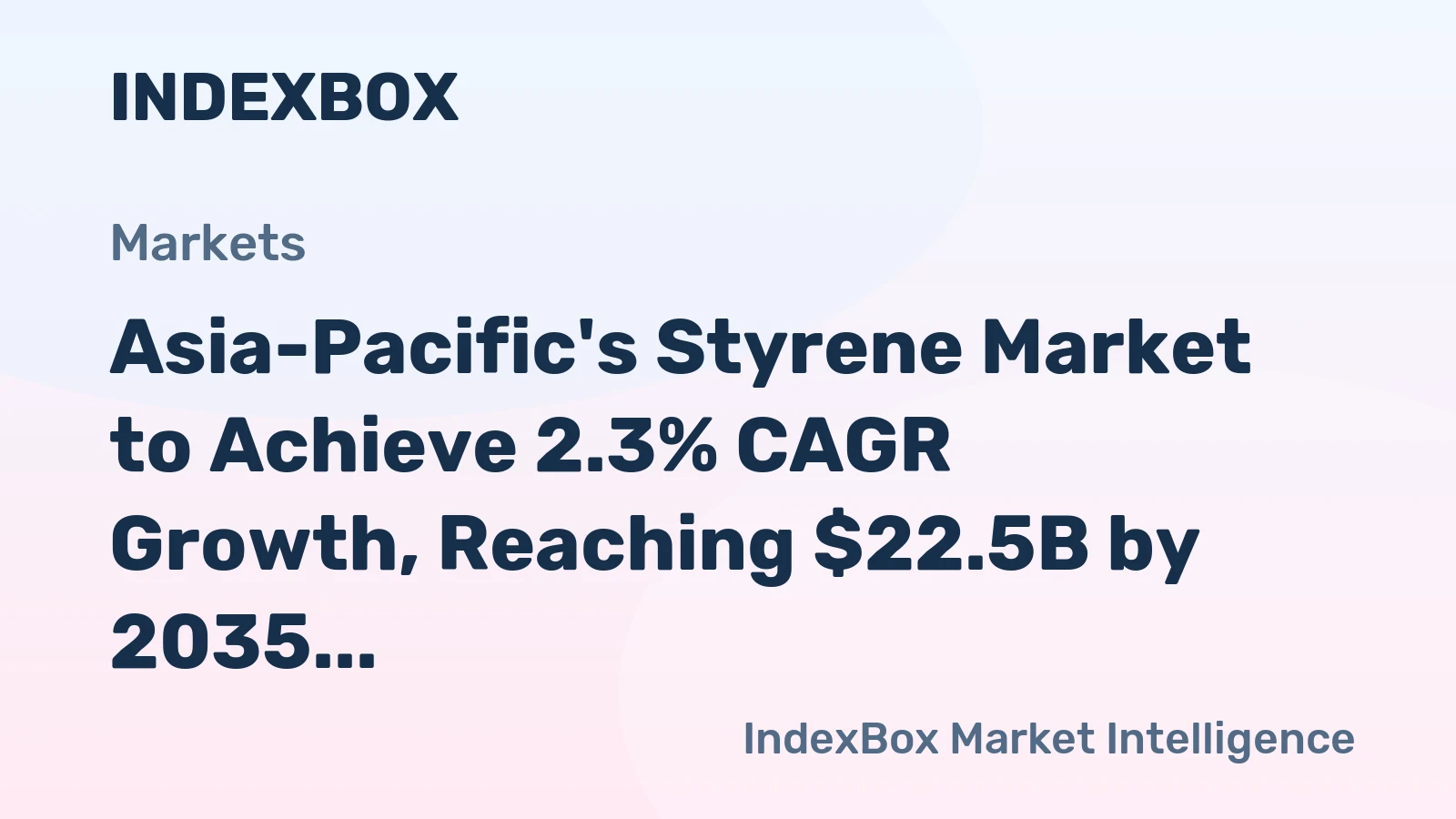Asia-Pacific's Styrene Market to Achieve 2.3% CAGR Growth, Reaching $22.5B by 2035