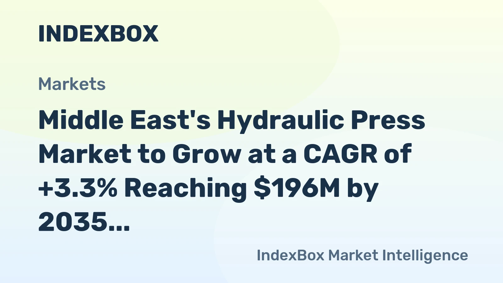 Middle East's Hydraulic Press Market to Grow at a CAGR of +3.3% Reaching $196M by 2035