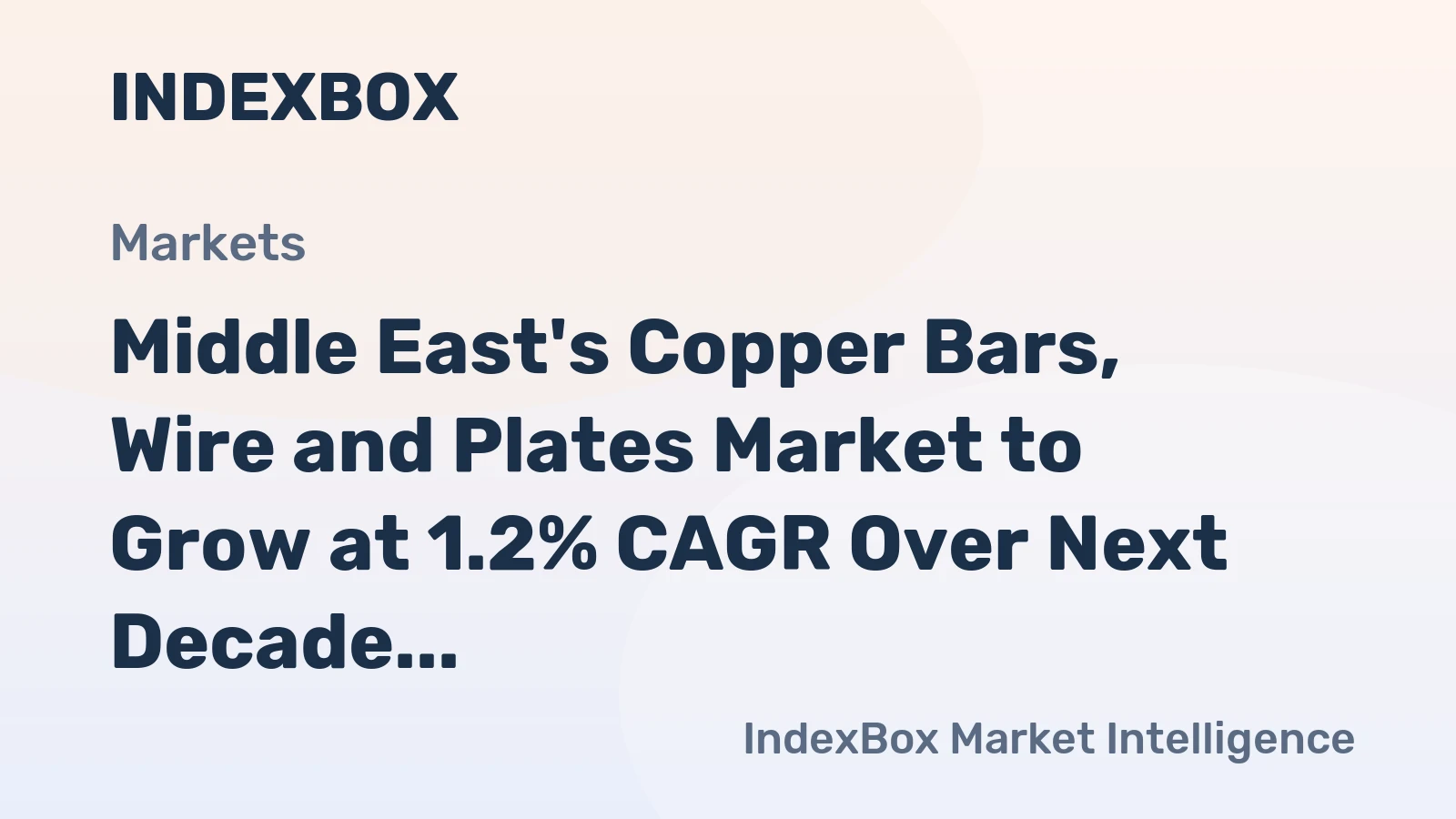 Middle East's Copper Bars, Wire and Plates Market to Grow at 1.2% CAGR Over Next Decade