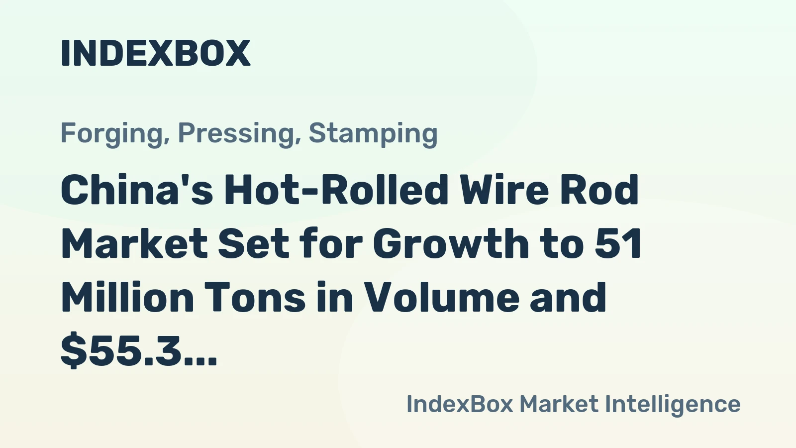 China's Hot-Rolled Wire Rod Market Set for Growth to 51 Million Tons in Volume and $55.3 Billion in Value