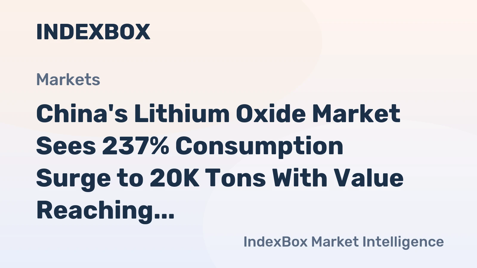 China's Lithium Oxide Market Sees 237% Consumption Surge to 20K Tons With Value Reaching $386M by 2035
