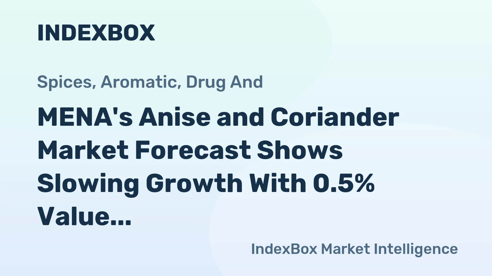 MENA's Anise and Coriander Market Forecast Shows Slowing Growth With 0.5% Value CAGR