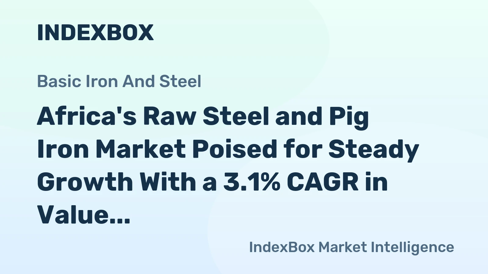 Africa's Raw Steel and Pig Iron Market Poised for Steady Growth With a 3.1% CAGR in Value