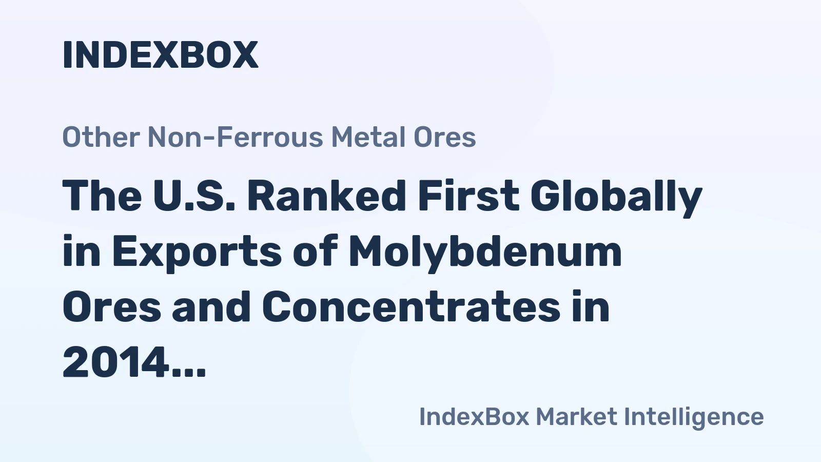 The U.S. Ranked First Globally in Exports of Molybdenum Ores and Concentrates in 2014