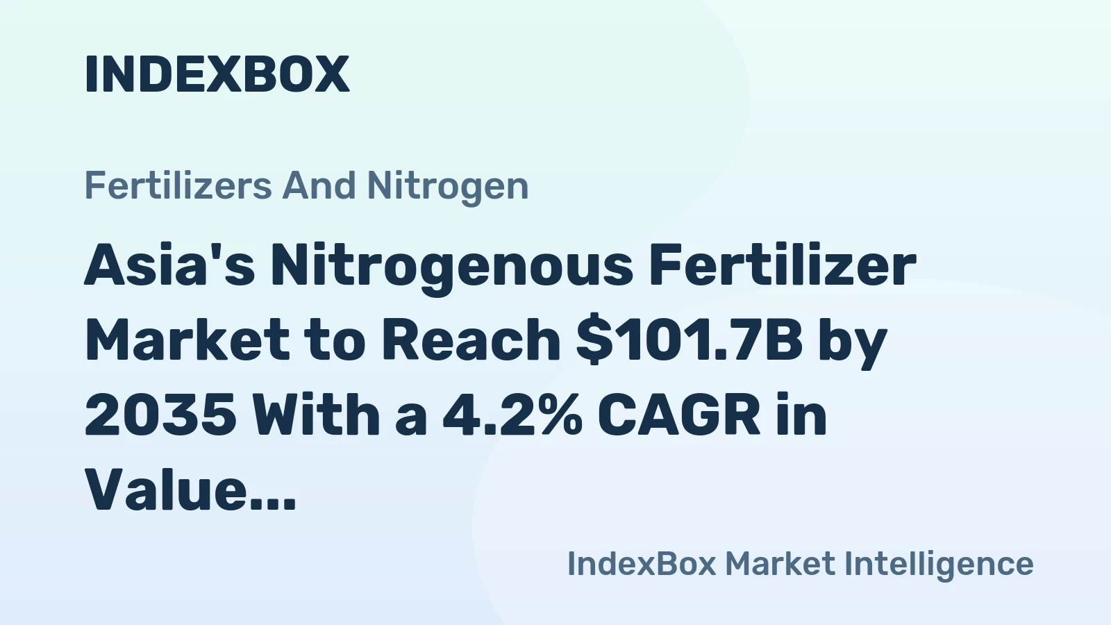 Asia's Nitrogenous Fertilizer Market to Reach $101.7B by 2035 With a 4.2% CAGR in Value