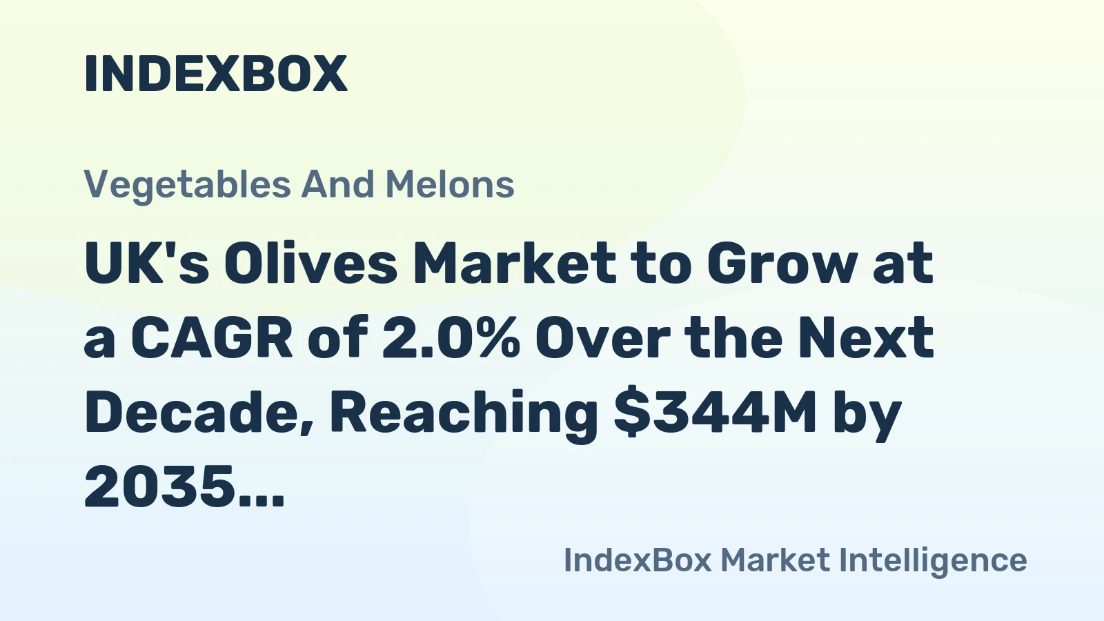 UK's Olives Market to Grow at a CAGR of 2.0% Over the Next Decade, Reaching $344M by 2035