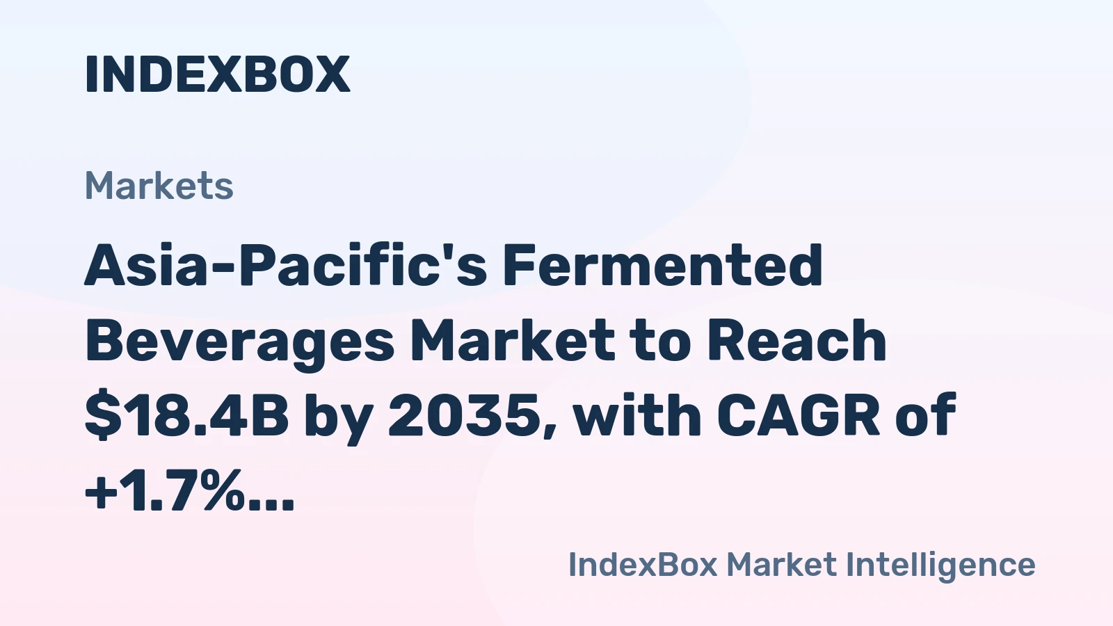 Asia-Pacific's Fermented Beverages Market to Reach $18.4B by 2035, with CAGR of +1.7%