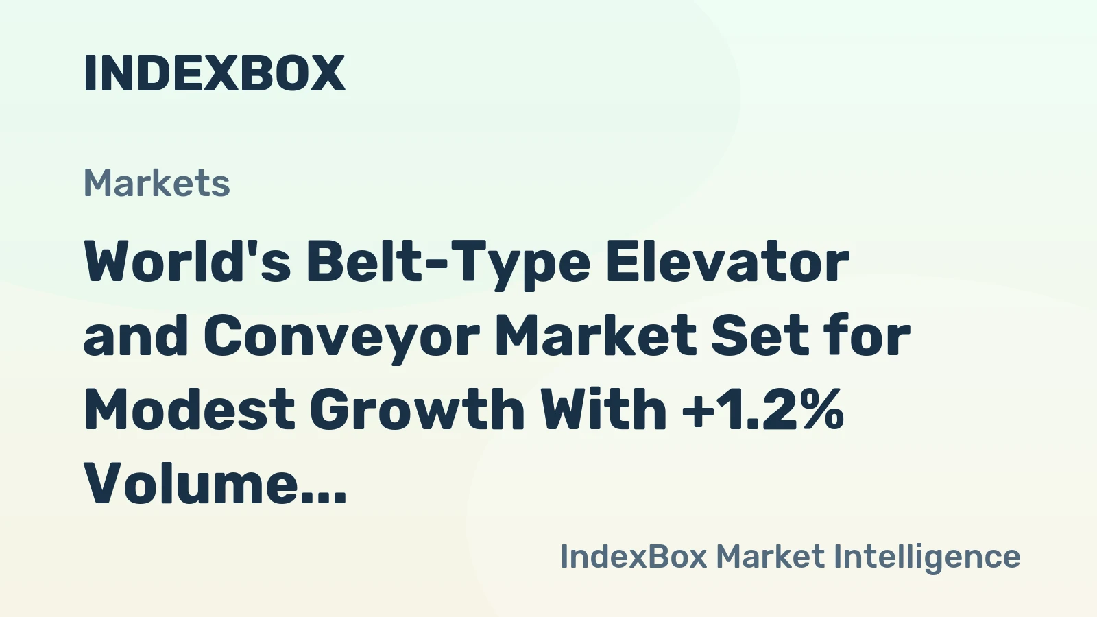 World's Belt-Type Elevator and Conveyor Market Set for Modest Growth With +1.2% Volume CAGR Through 2035