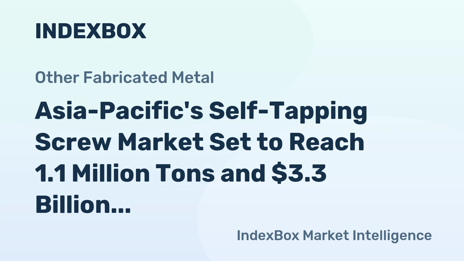 Asia-Pacific's Self-Tapping Screw Market Set to Reach 1.1 Million Tons and $3.3 Billion