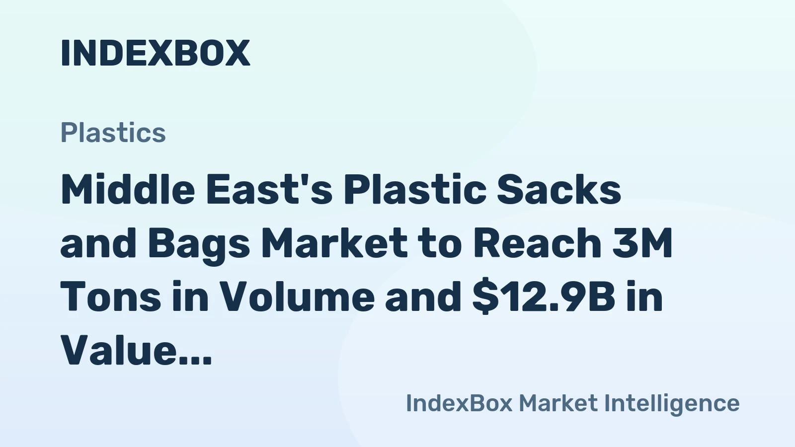 Middle East's Plastic Sacks and Bags Market to Reach 3M Tons in Volume and $12.9B in Value by 2035